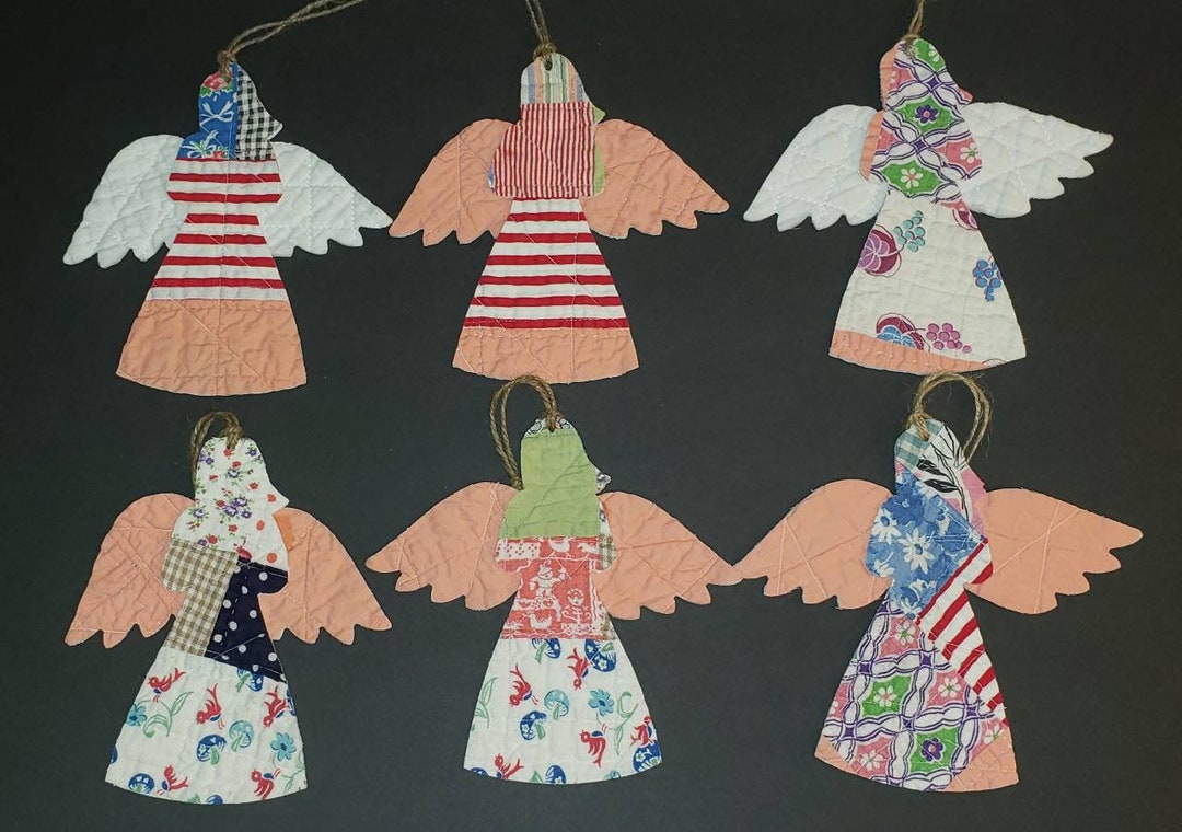 Vintage Handstitched Postage Stamp Quilt Angel - Vintage Quilt Angel ...