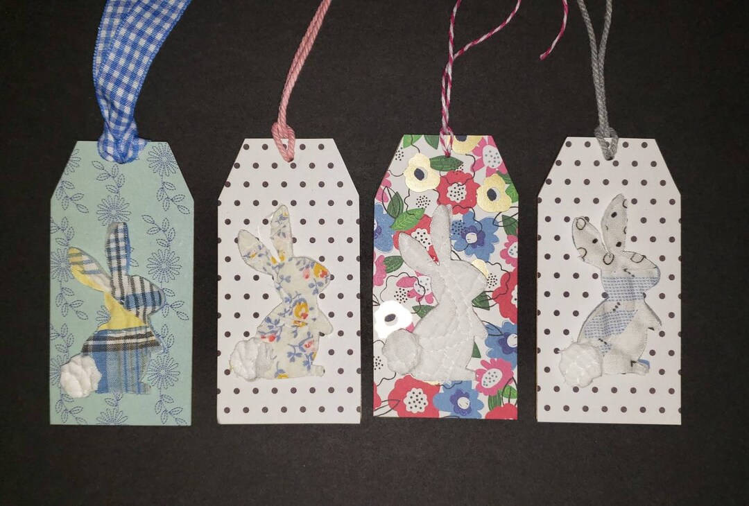 Vintage Quilt Gift Tags - Easter Gift Tags - Mini Rabbit Gift Tags ...