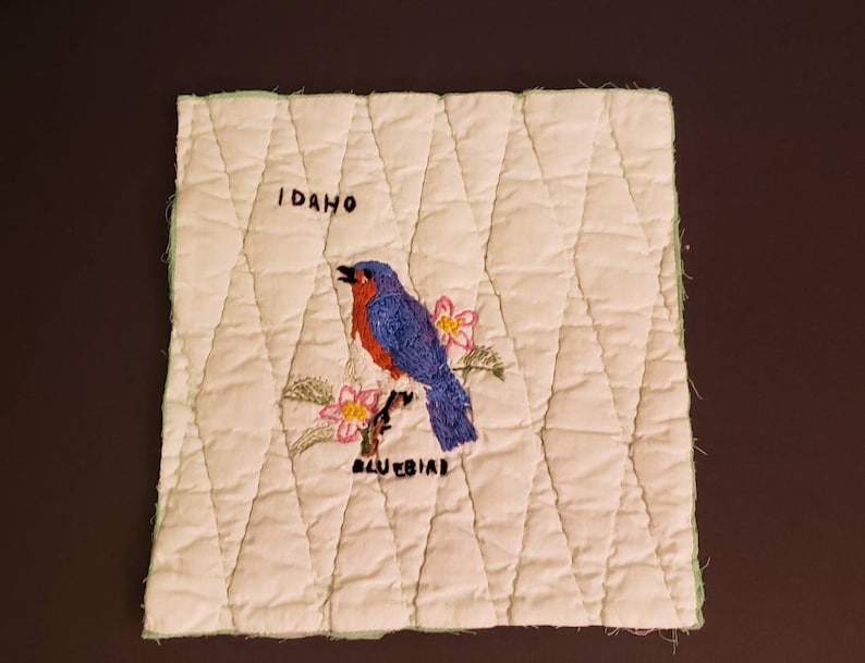 Vintage Embroidered State Bird Quilt Square Choose Alabama | Etsy