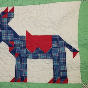 Vintage Handmade Handstitched Donkey Quilt - Handstitched Plaid Donkey ...
