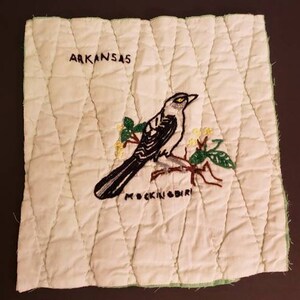Vintage Embroidered State Bird Quilt Square Choose Alabama - Etsy