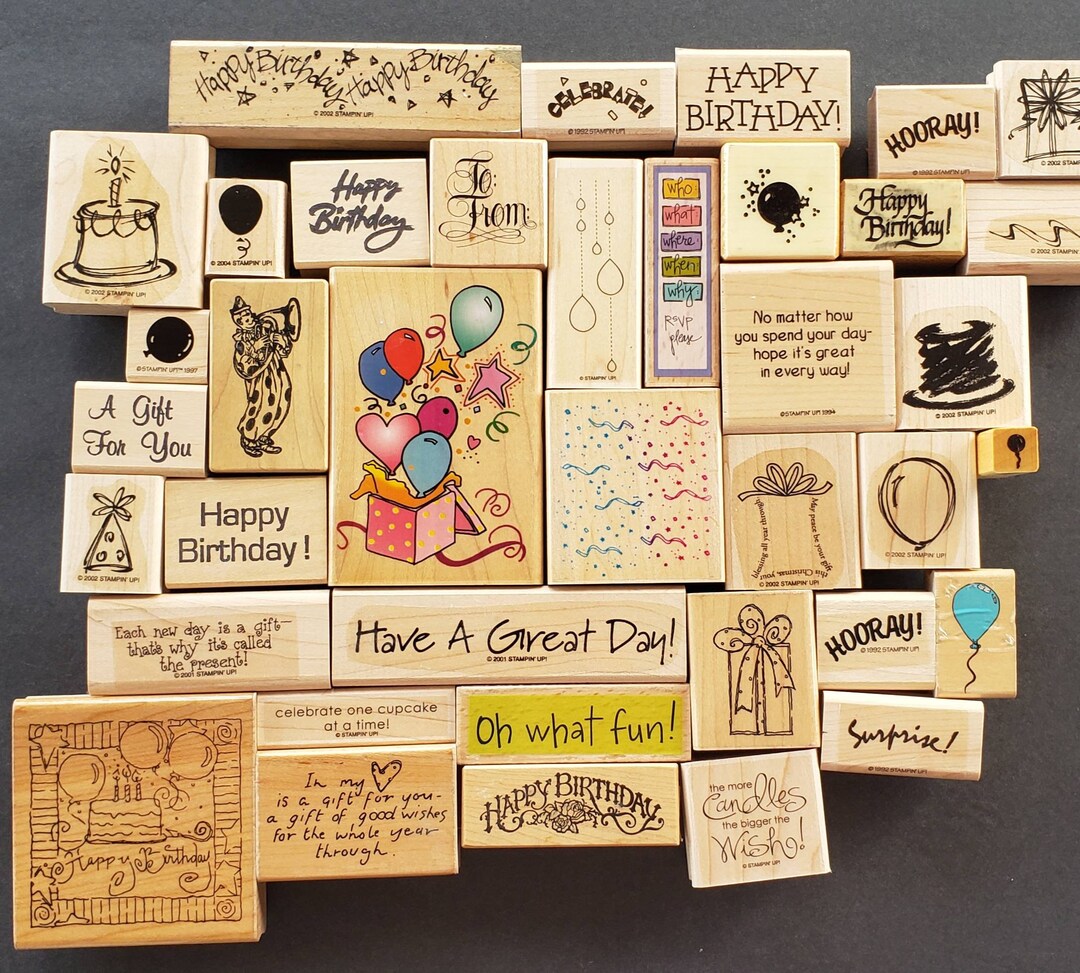 Rubber Stamp Lot - 38 Pieces - Happy Birthday Rubber Stamps, Stampin up ...