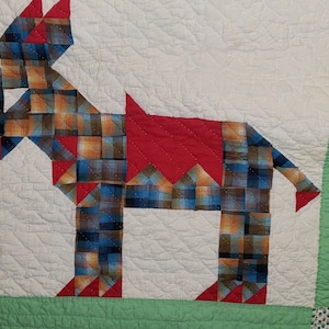 Vintage Handmade Handstitched Donkey Quilt - Handstitched Plaid Donkey ...