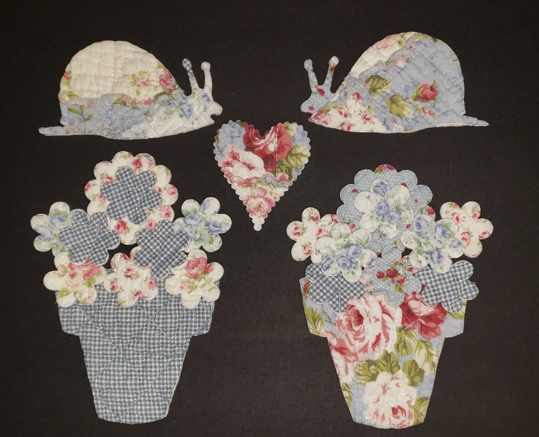 Cutter Quilt Flowers - Flower, Pot & Snail Appliques - Flower, Pot and Snail Diecuts - Garden ...