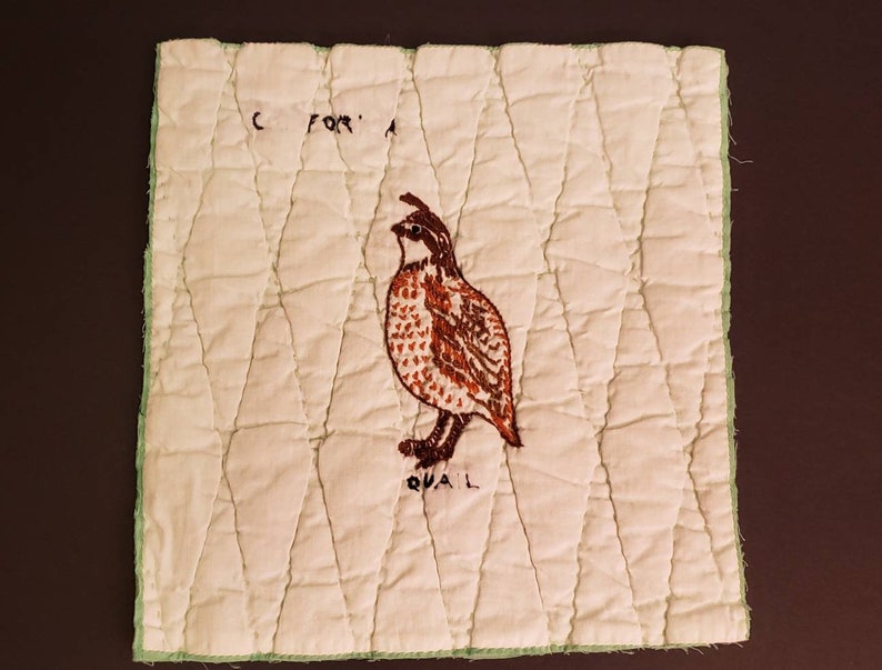 Vintage Embroidered State Bird Quilt Square Choose Alabama | Etsy