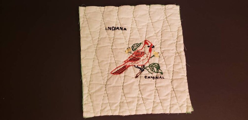 Vintage Embroidered State Bird Quilt Square Choose Alabama | Etsy