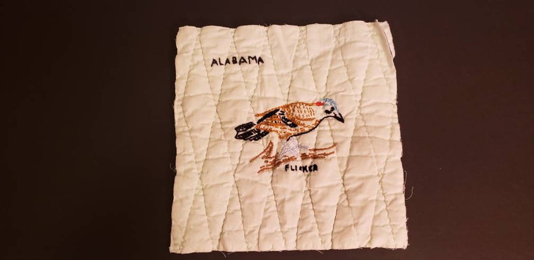 Vintage Embroidered State Bird Quilt Square Choose Alabama - Etsy
