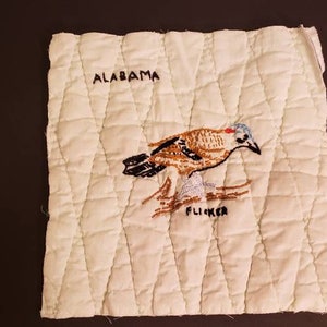 Vintage Embroidered State Bird Quilt Square Choose Alabama - Etsy