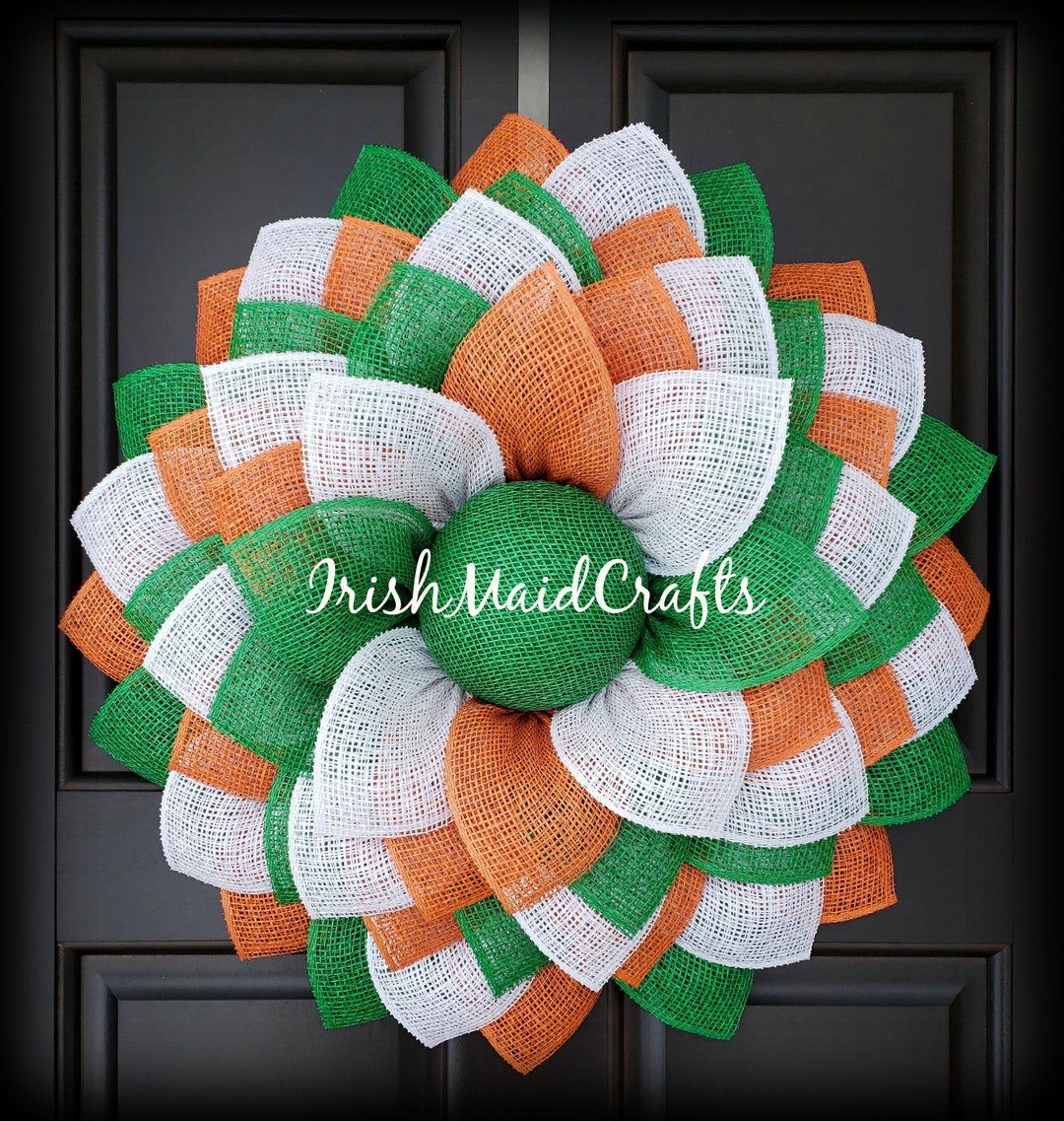 St Patrick's Day Wreath, Irish Poly Burlap Flower Wreath, Irish Door ...
