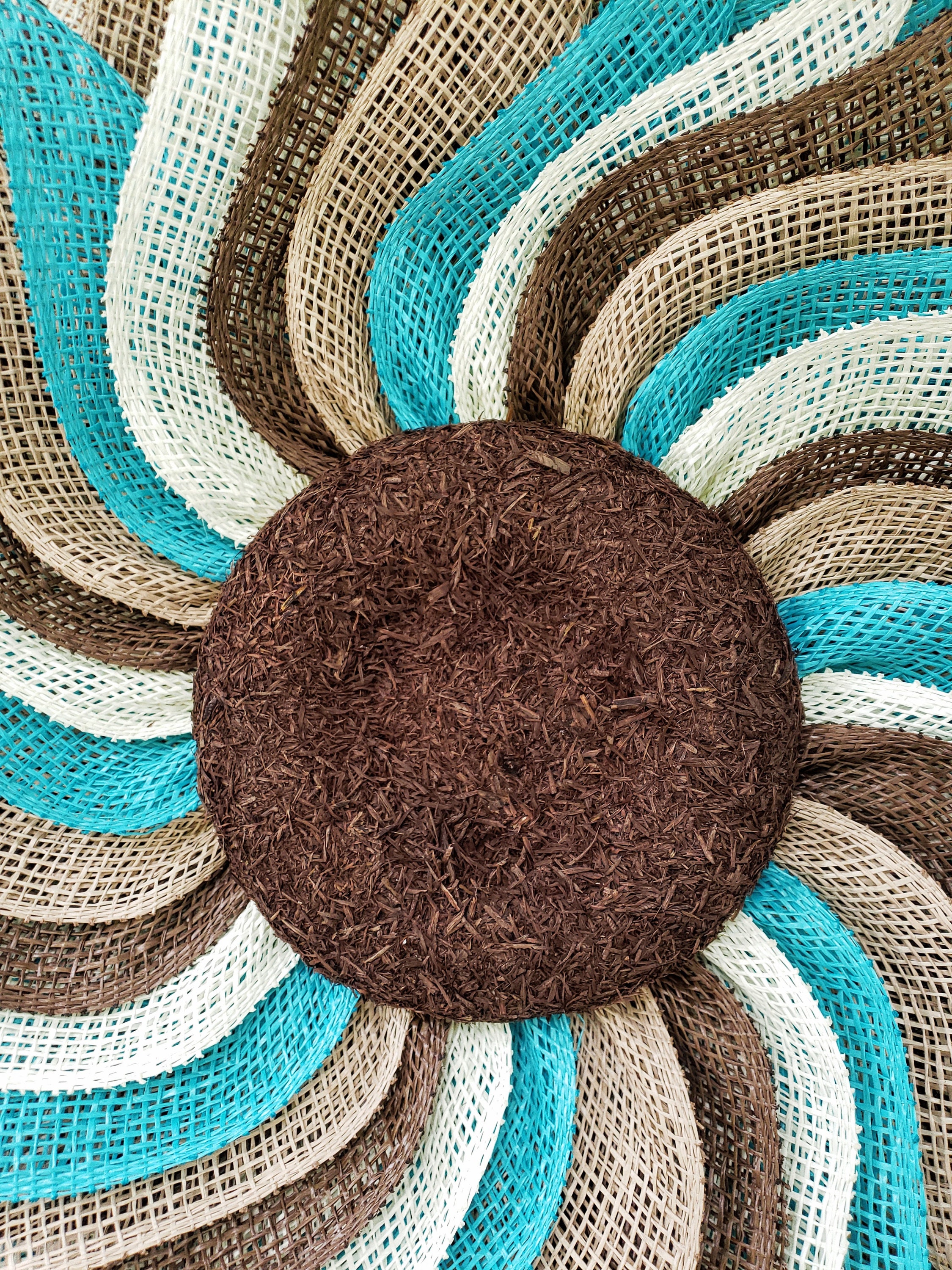 Large Pinwheel Sunburst Poly Burlap Flower Wreath Turquoise - Etsy