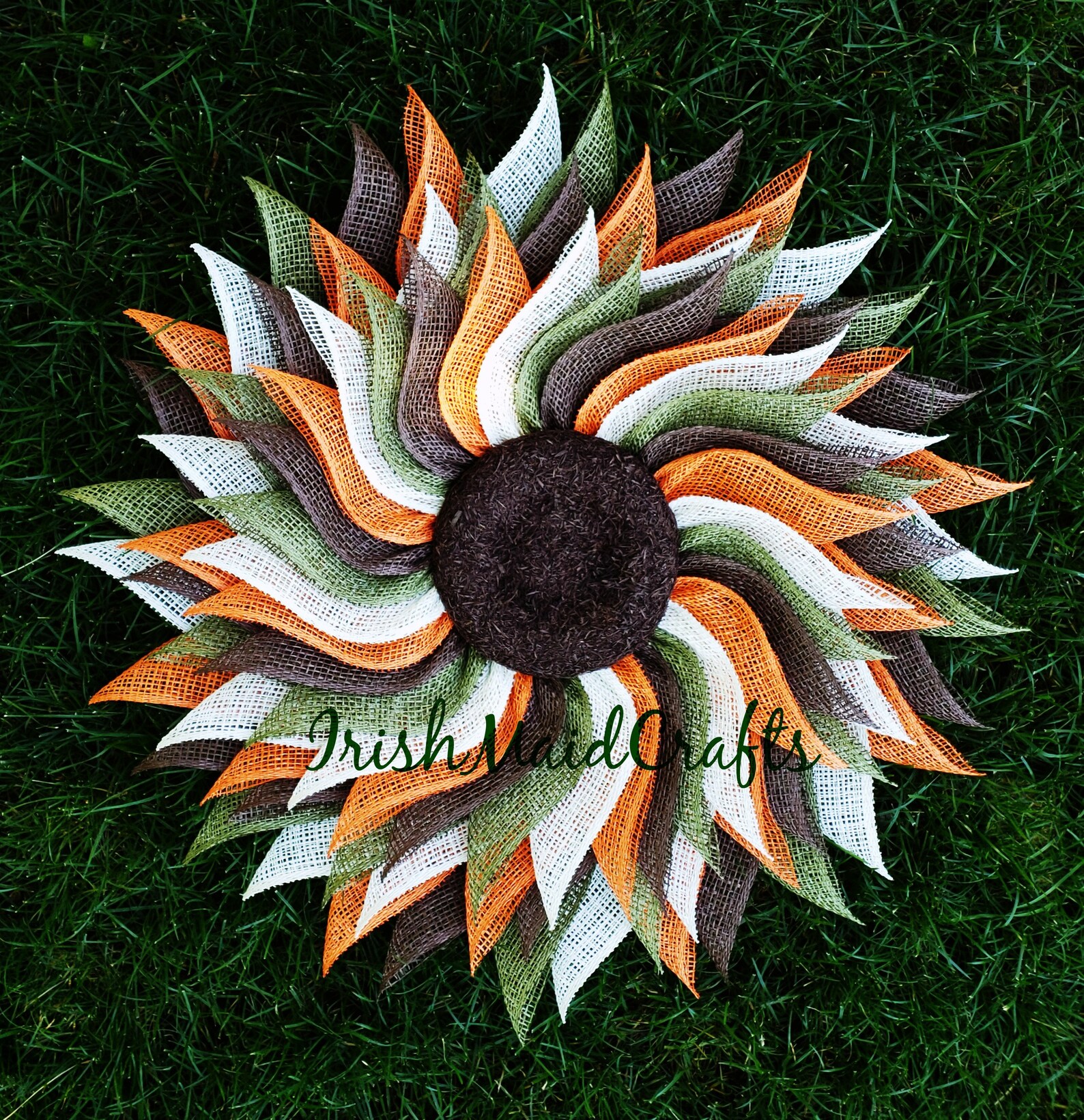 Large Fall Poly Burlap Flower Wreath, Fall Door Decor, Fall Wall Decor ...