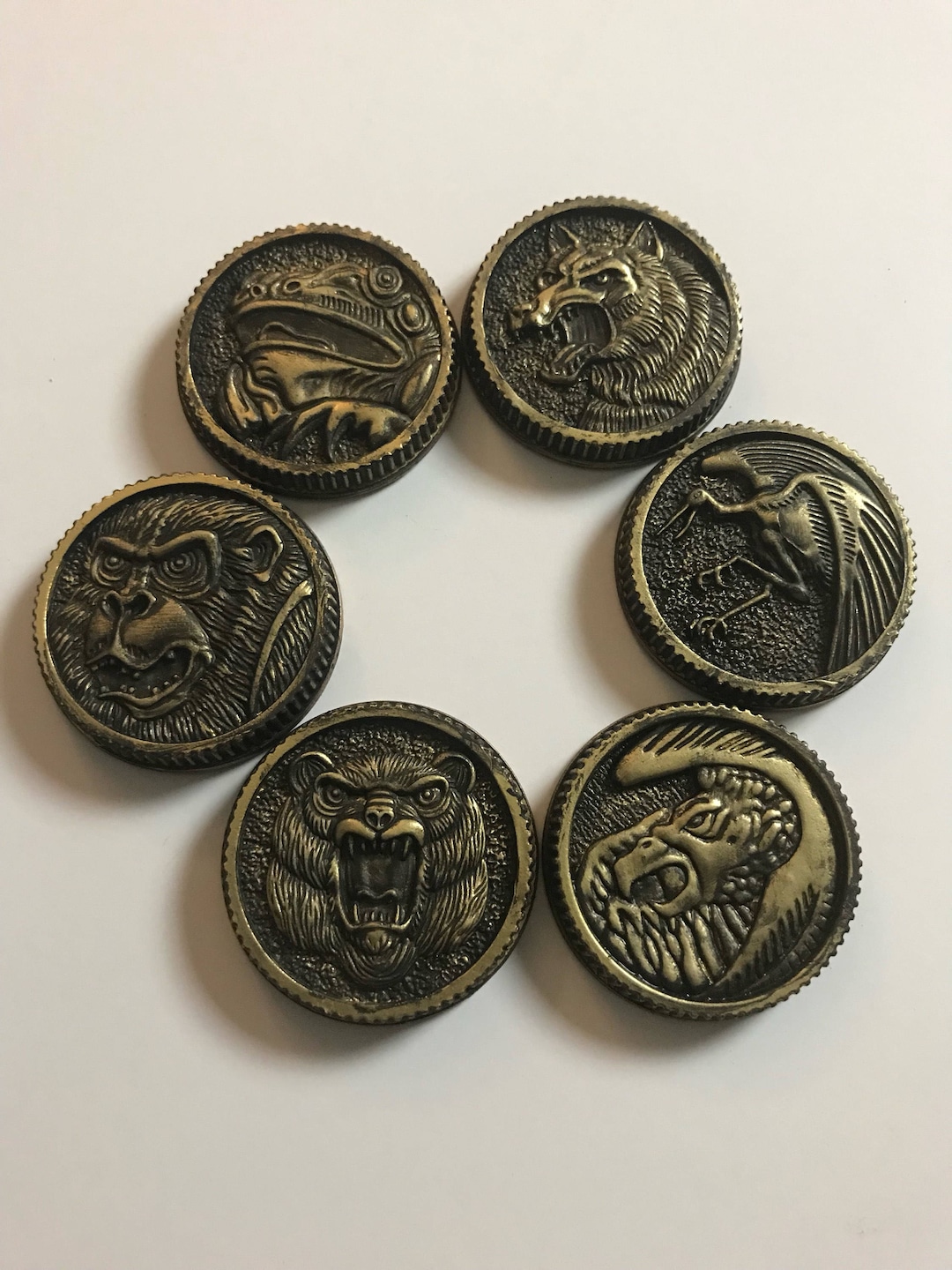 Power Movie Coins Ranger Cosplay Cold Cast Power Coins Weathered Resin ...