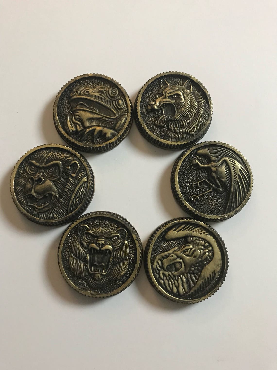 Power Movie Coins Ranger Cosplay Cold Cast Power Coins Weathered Resin ...