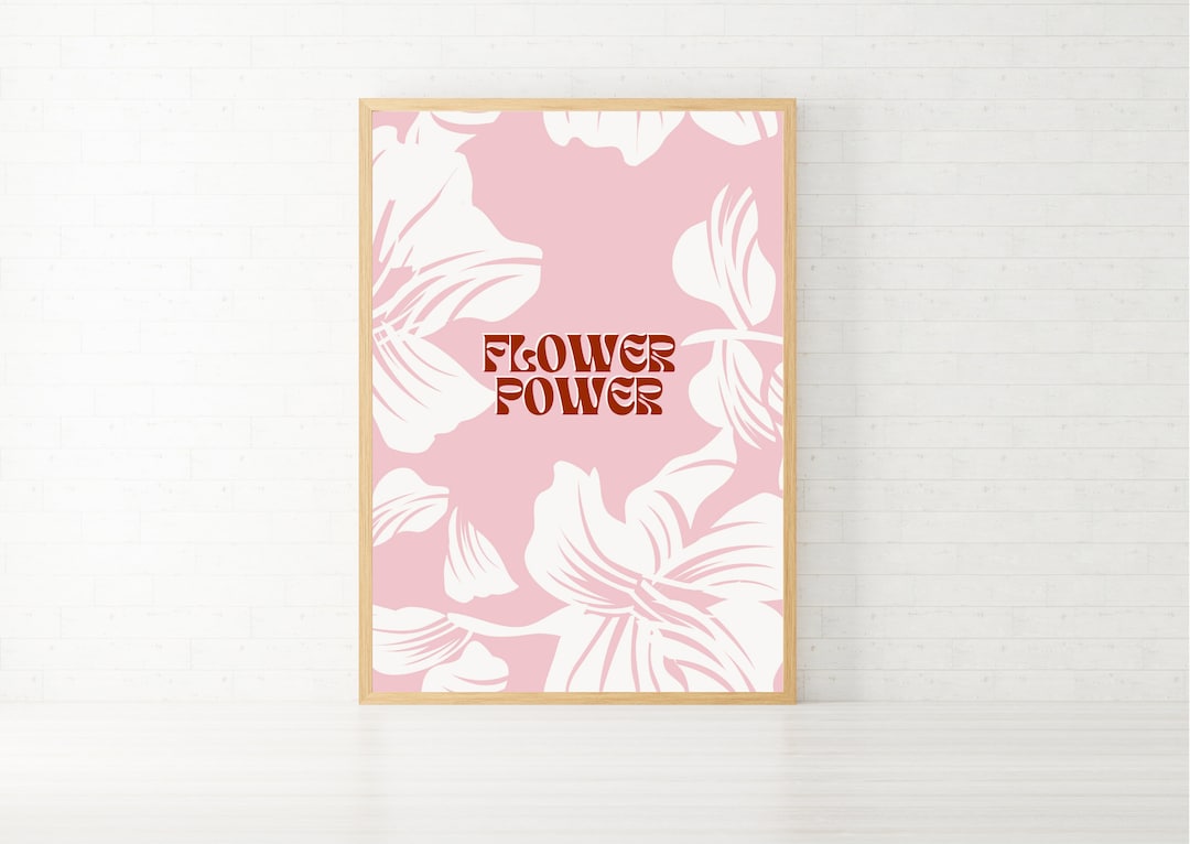 Retro Flower Power Printable, Pastel Floral Poster, Gallery Wall ...