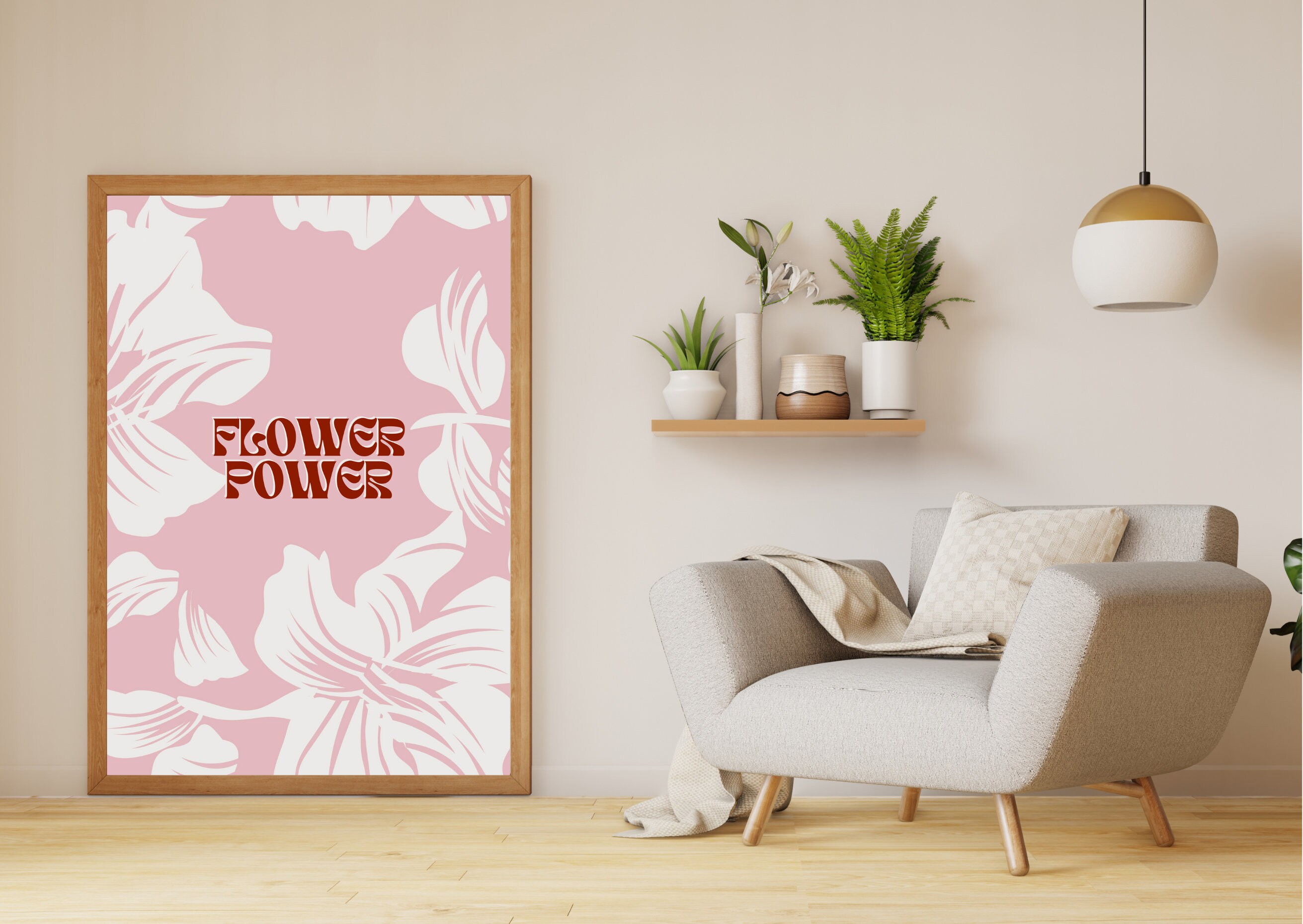 Retro Flower Power Printable, Pastel Floral Poster, Gallery Wall ...