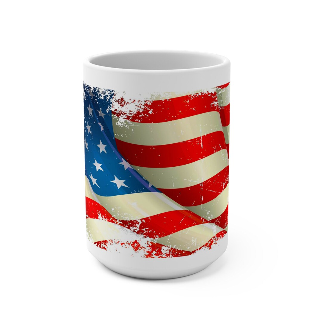 Stars and Stripes Patriotic Coffee Mug USA Old Glory Flag American ...