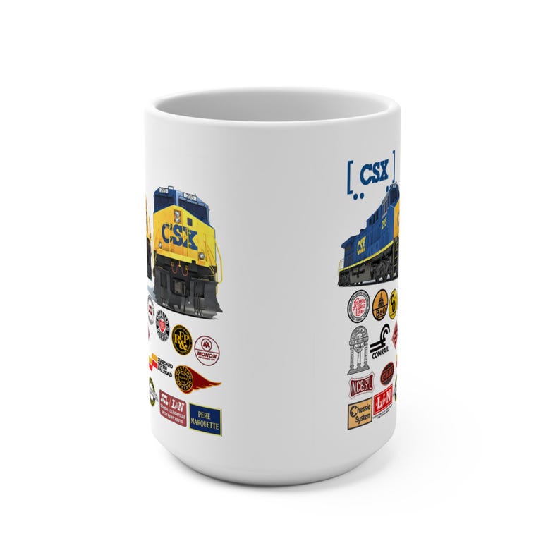 CSX Heritage Classic Logos Railroad Coffee Mug 15oz, Train Enthusiast Gift, Vintage Railroad ...