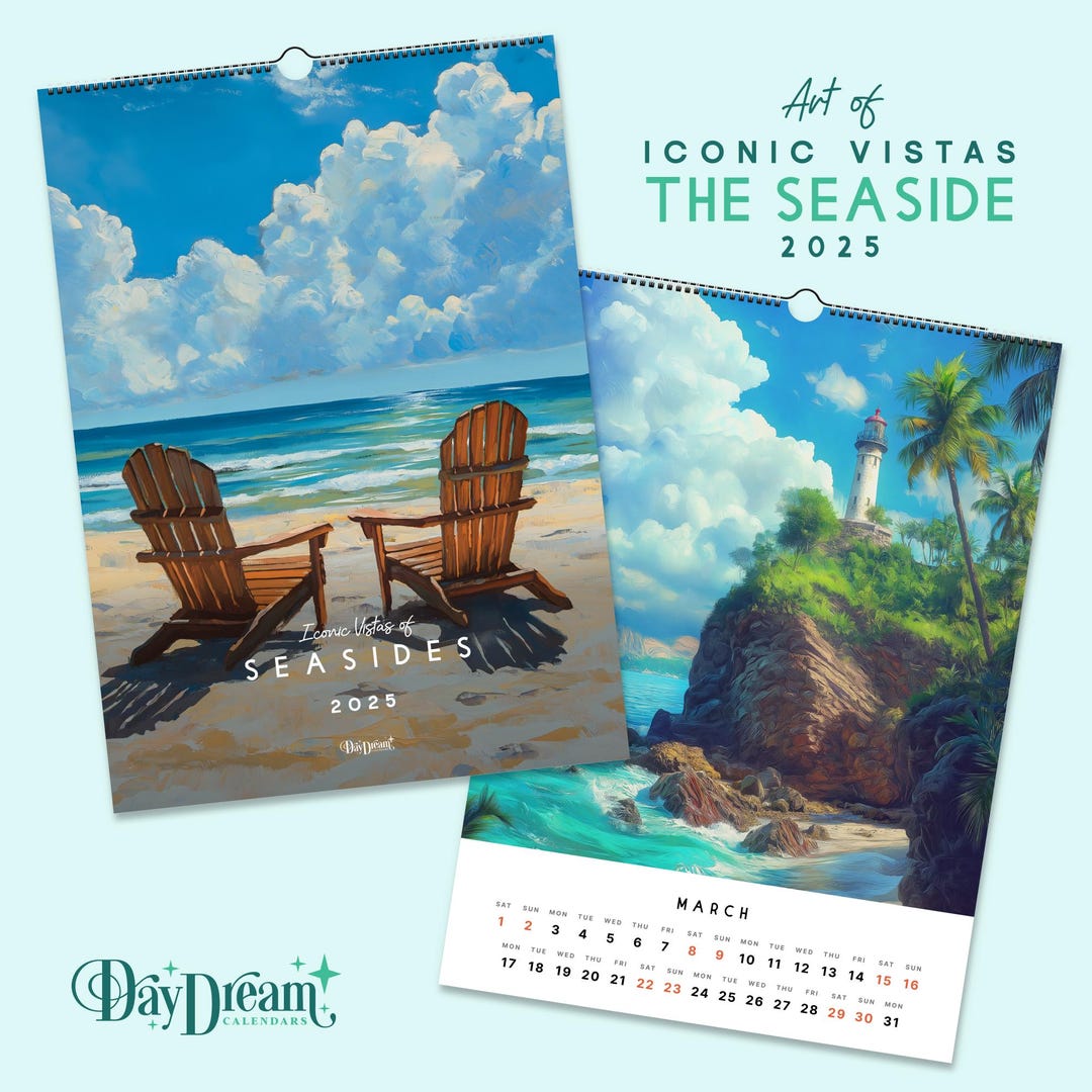 2025 Calendar - Iconic Vistas of the Seaside - Art Calendar - Etsy