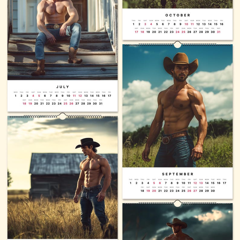 2026 - Cowboys - Handsome Men Art Calendar - Etsy