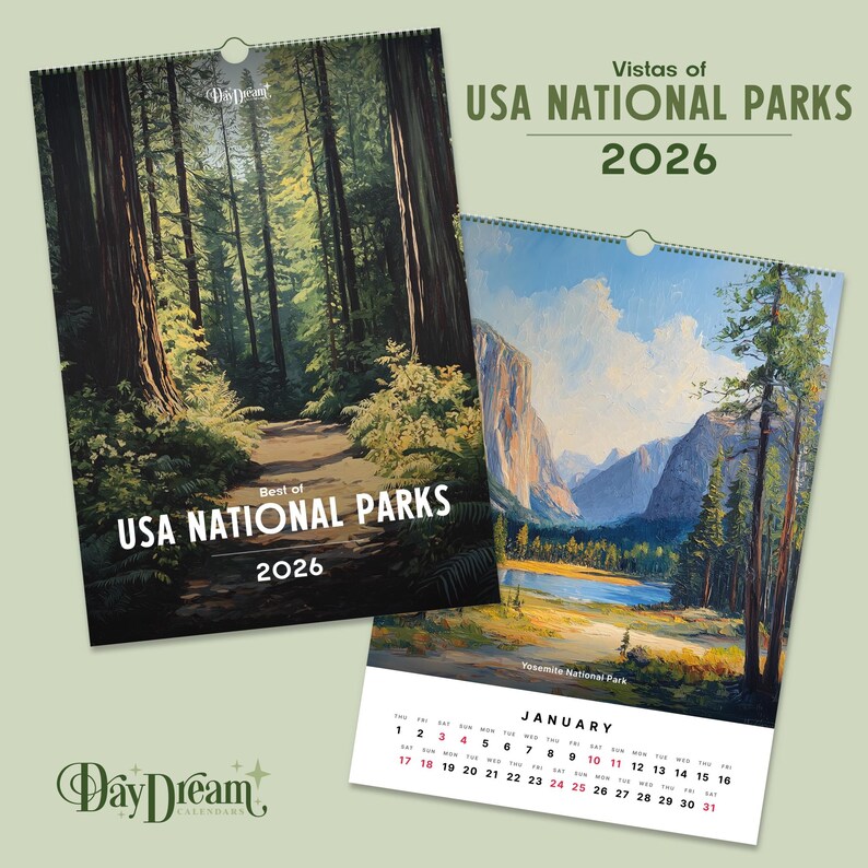 2026 - USA National Parks - Art Calendar - Etsy