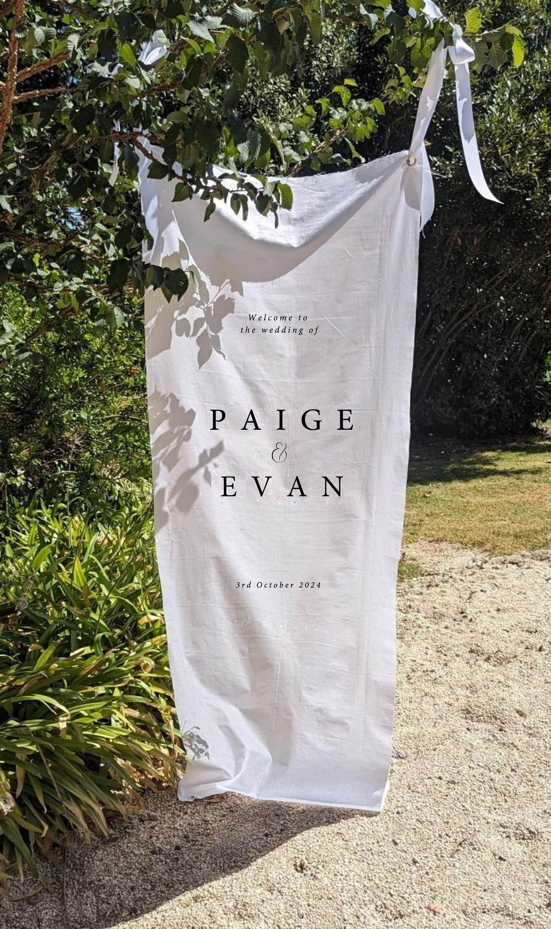 Wedding Fabric Banner Elegant Welcome Wedding Sign Fabric Hanging ...