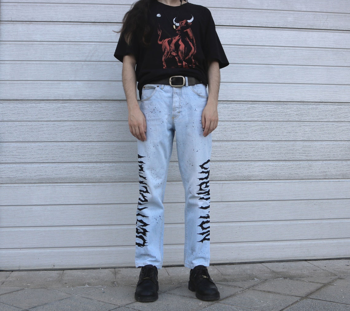 Destruction/creation Hand Painted Pants - Etsy