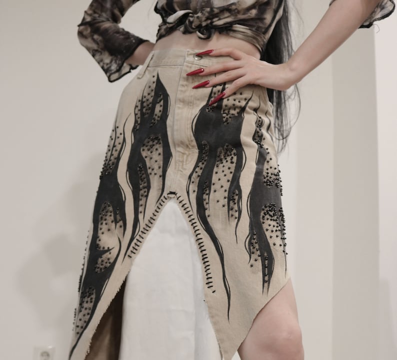 Death Denim Skirt - Etsy