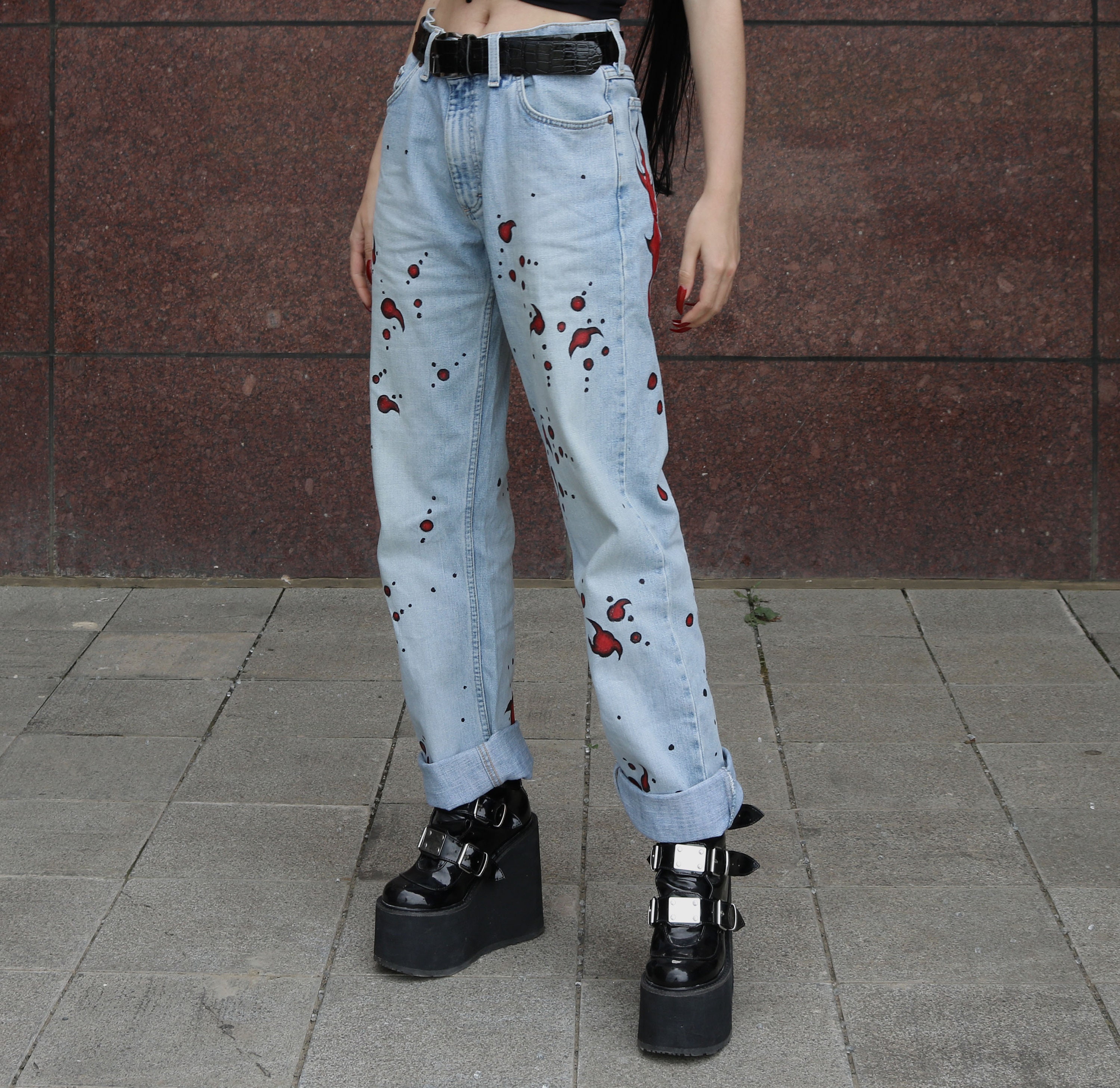 LOVE Hand Painted Vintage Denim Pants - Etsy