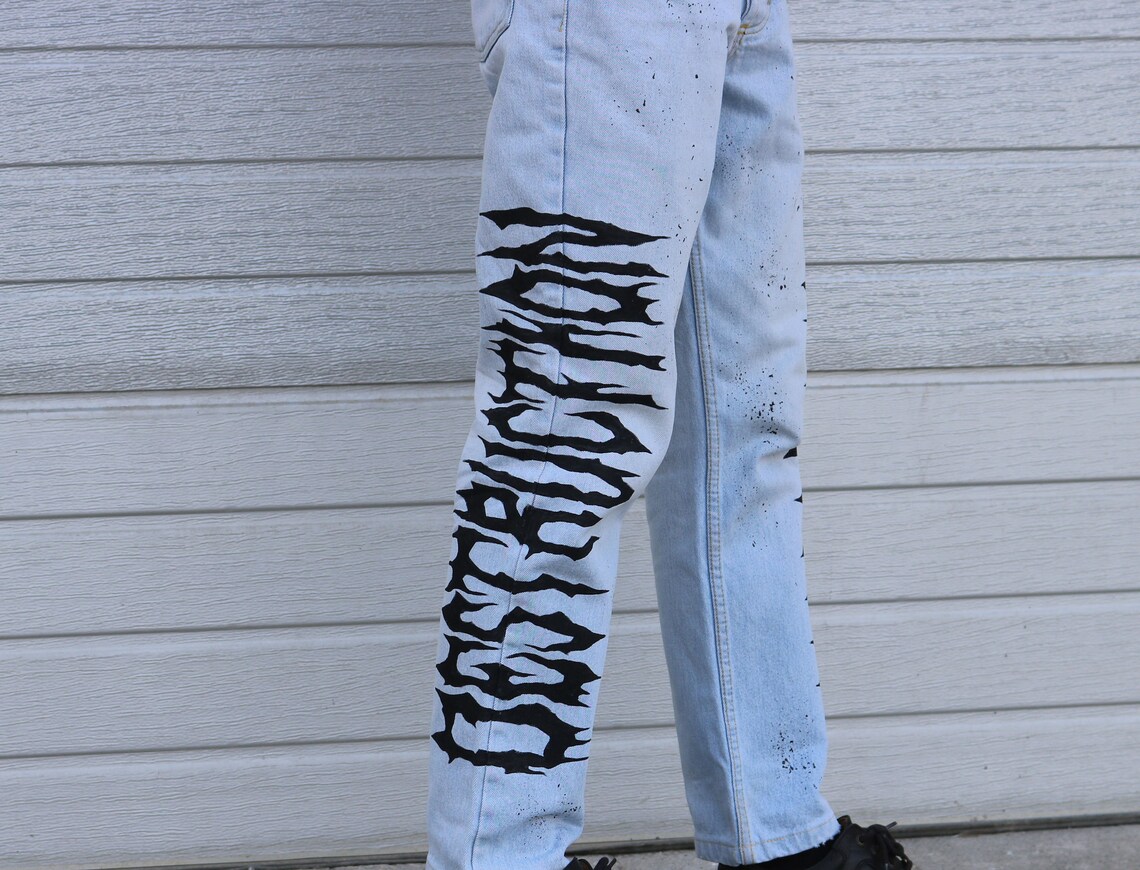 Destruction/creation Hand Painted Pants - Etsy