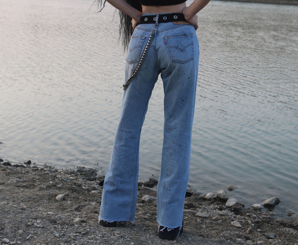 Terror Hand Painted Vintage Denim Pants - Etsy