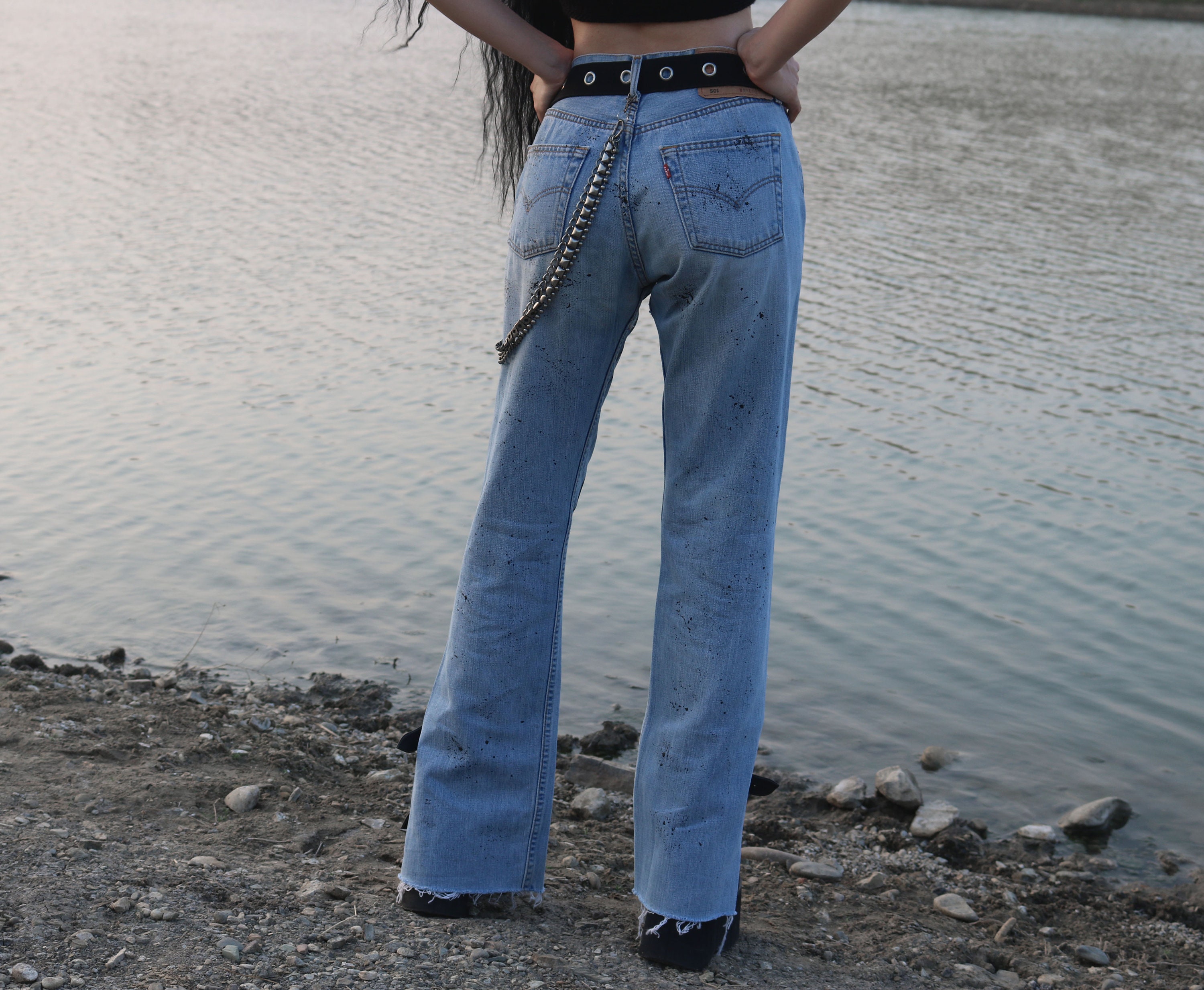 Terror Hand Painted Vintage Denim Pants - Etsy