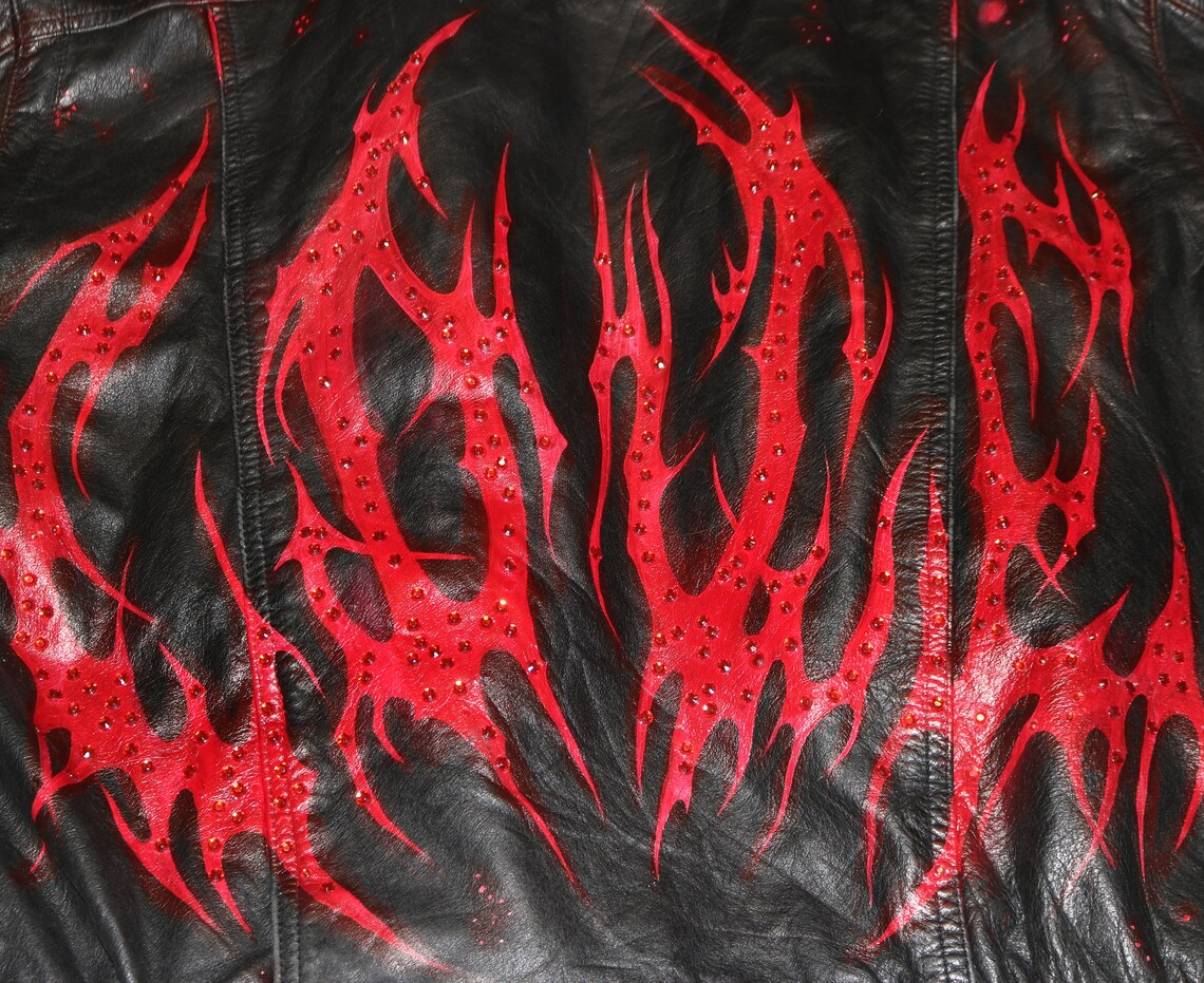 Love Hand Painted Vintage Leather Jacket - Etsy