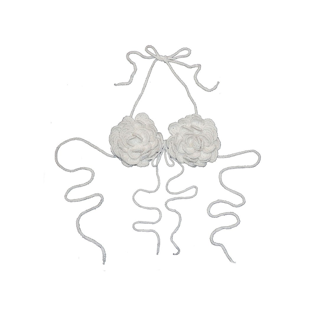 White Flower Crochet Bra - Etsy