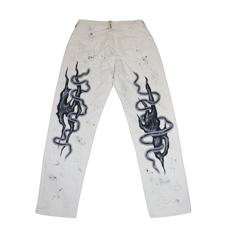 Paradise Hand Painted Vintage Denim Pants - Etsy