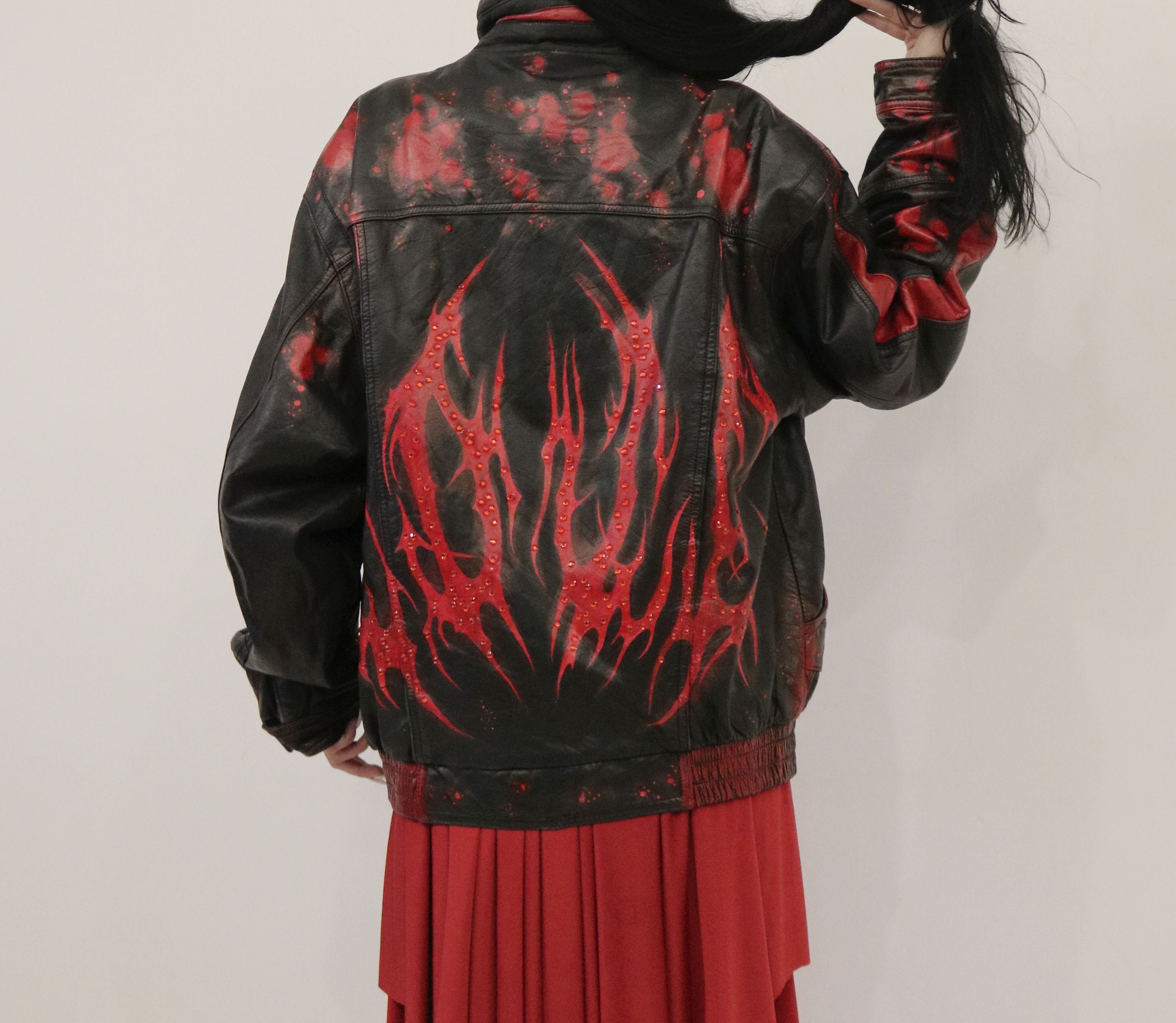 Love Hand Painted Vintage Leather Jacket - Etsy