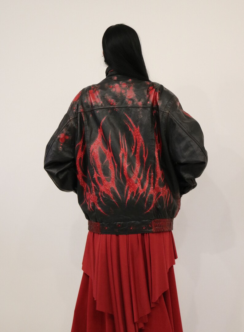 Love Hand Painted Vintage Leather Jacket - Etsy