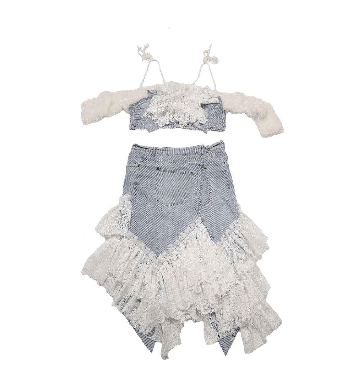 Blue/white Cottage-core up Cycled Set - Etsy