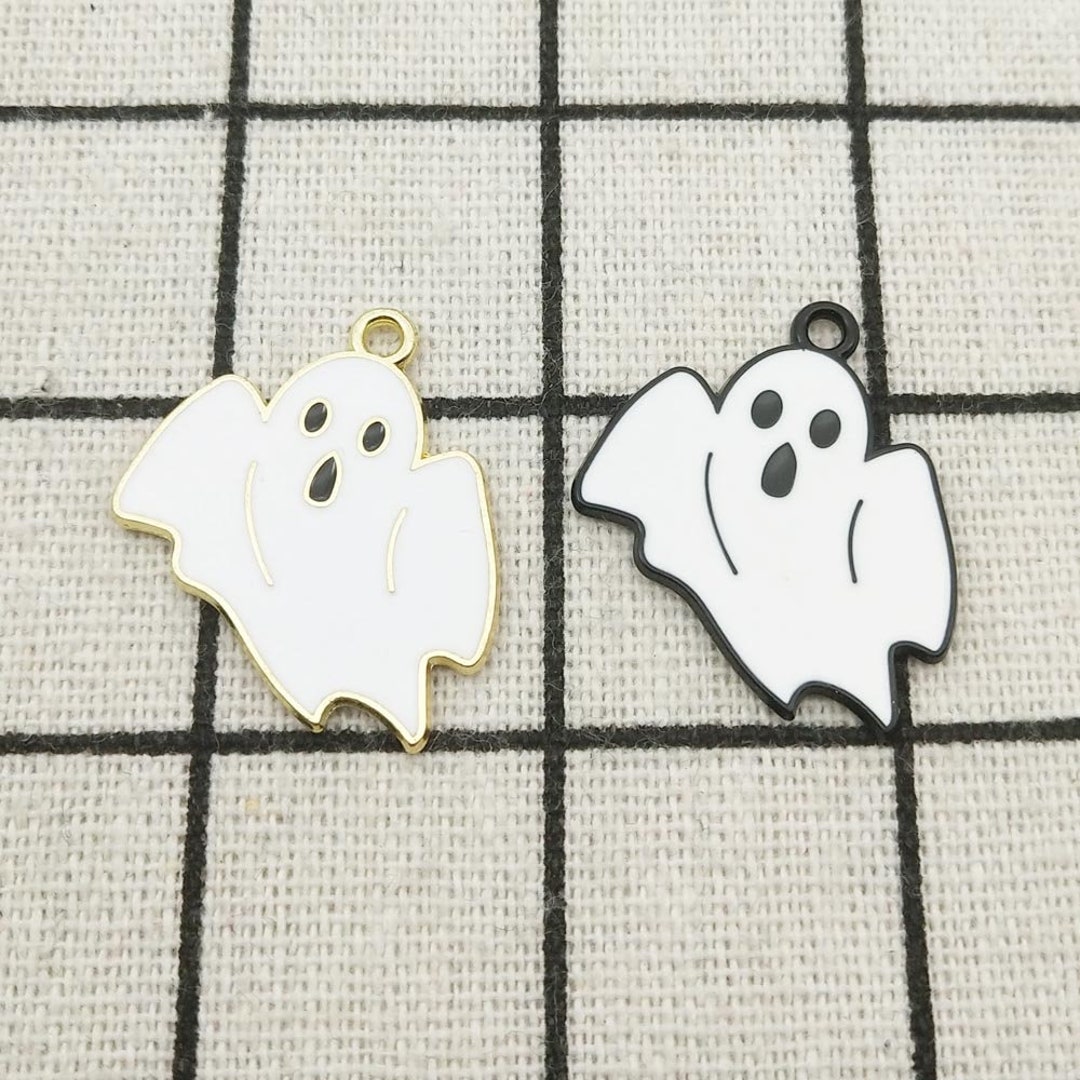 10PCS, Ghost Charm Skull Charm Enamel Charm Halloween Charm Necklace ...