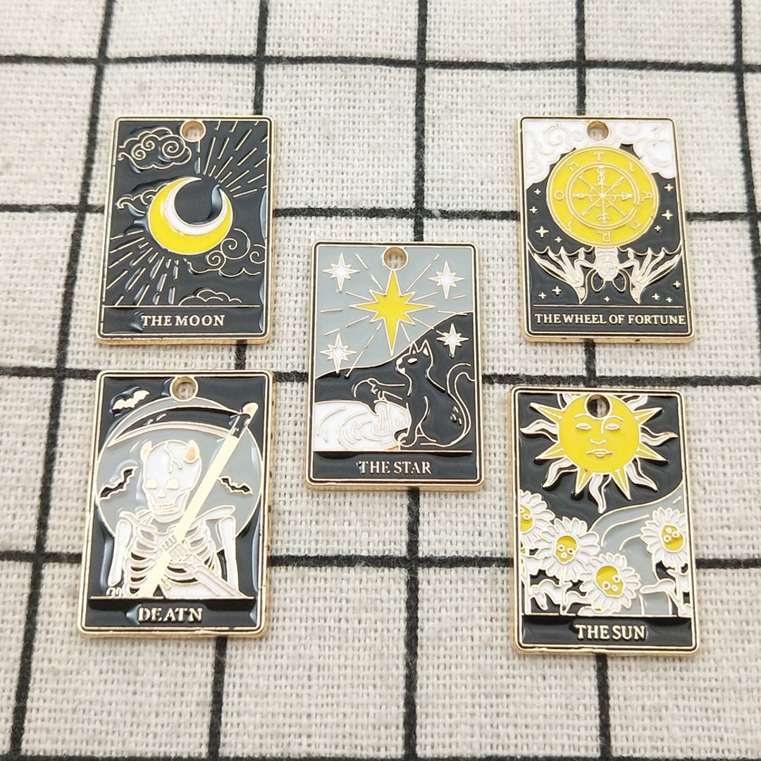10PCS, Sun Moon Star Death Charm Animal Enamel Bracelet Charm Necklace ...