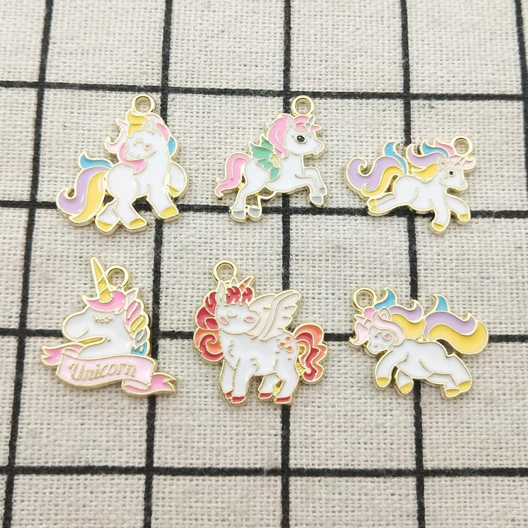 10/12pcs, Unicorn Charm Enamel Charm Bracelet Charm Necklace Pendant ...