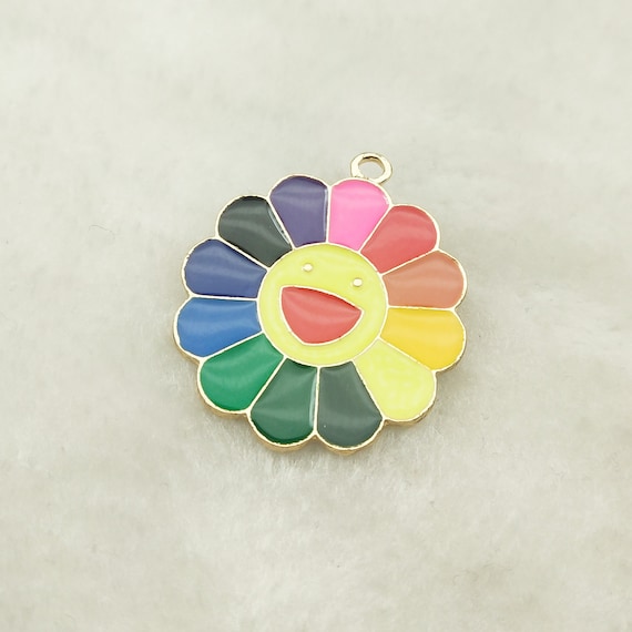 10pcs enamel charm smile sunflower charms garden charms | Etsy