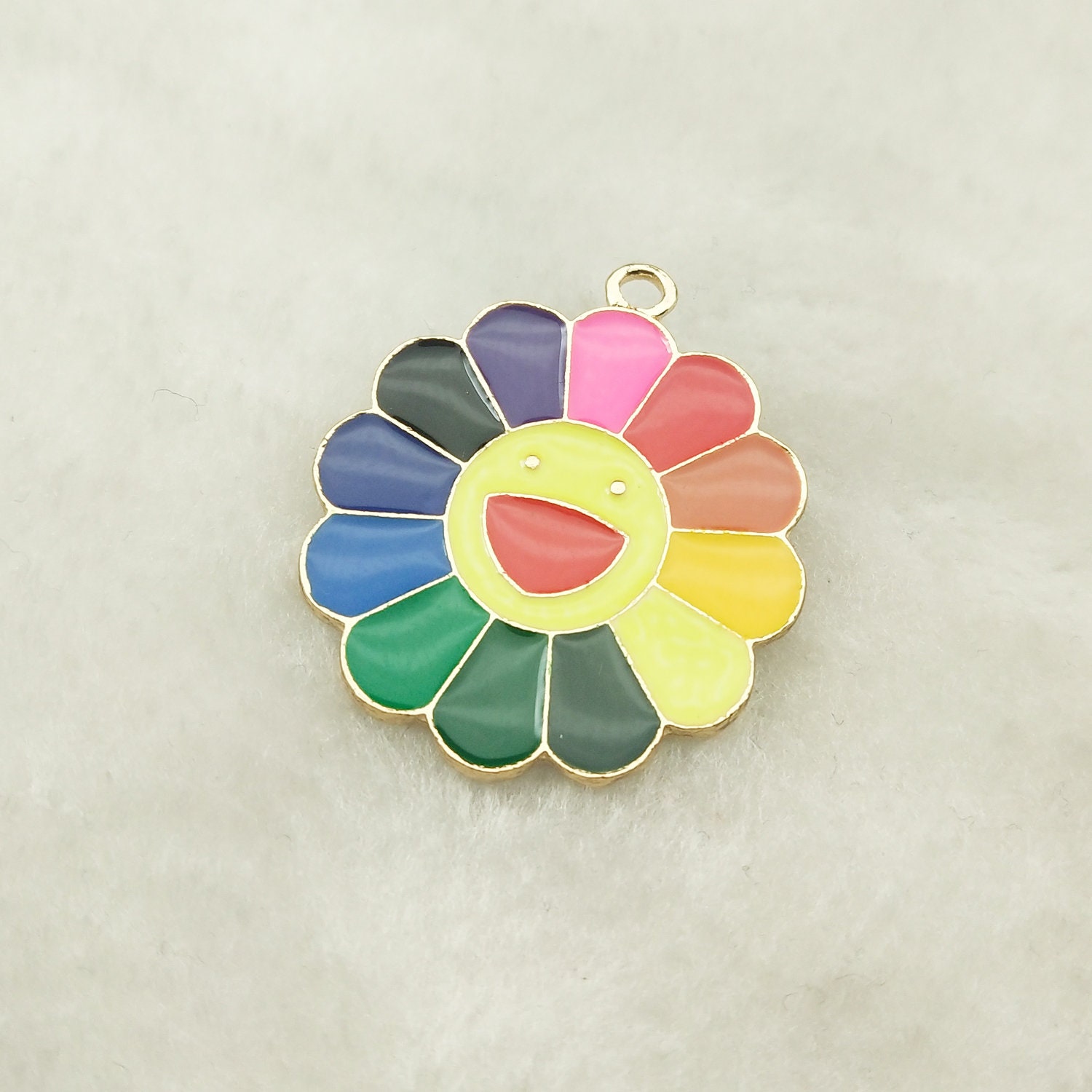 10pcs enamel charm smile sunflower charms garden charms | Etsy