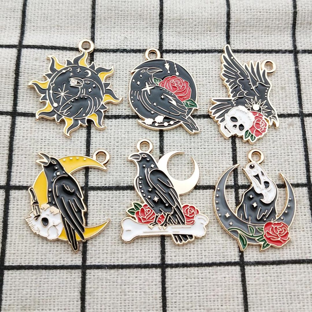 10/12pcs, Sun Moon Crow Charm Enamel Charm Bracelet Charm Necklace ...