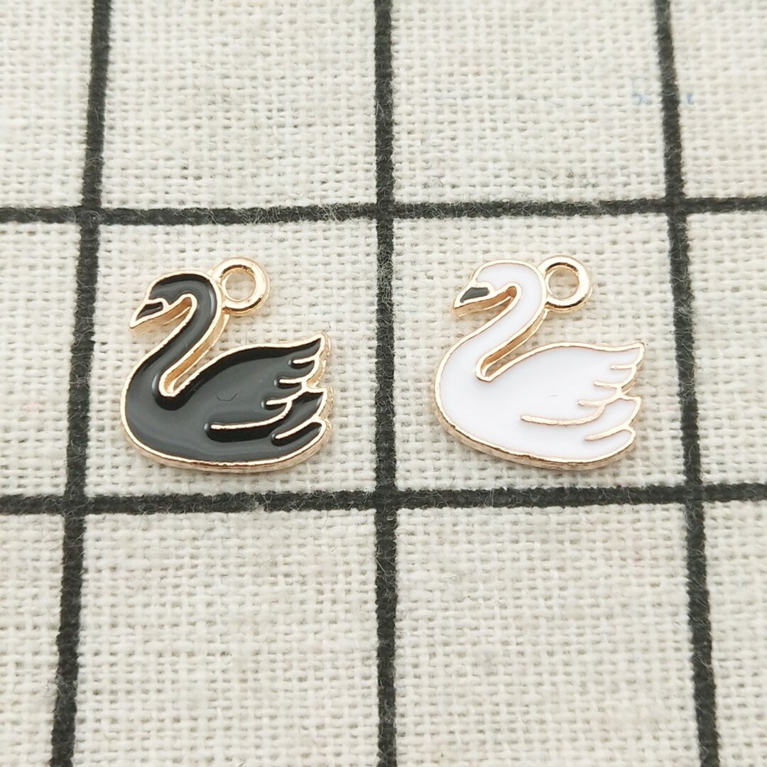 10PCS Enamel Charm Swan Charm Animal Charm Jewelry Charm Craft Supplies ...