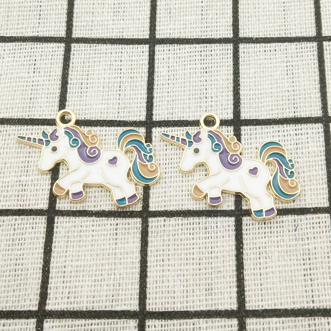 10PCS, Unicorn Charm Animal Charm Enamel Charm Bracelet Charm Craft ...