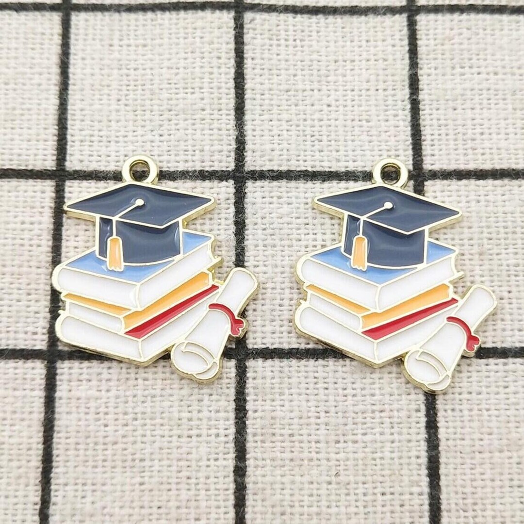 10pcs, Graduation Hat Charm Enamel Charm Bracelet Charm Craft Supplies ...