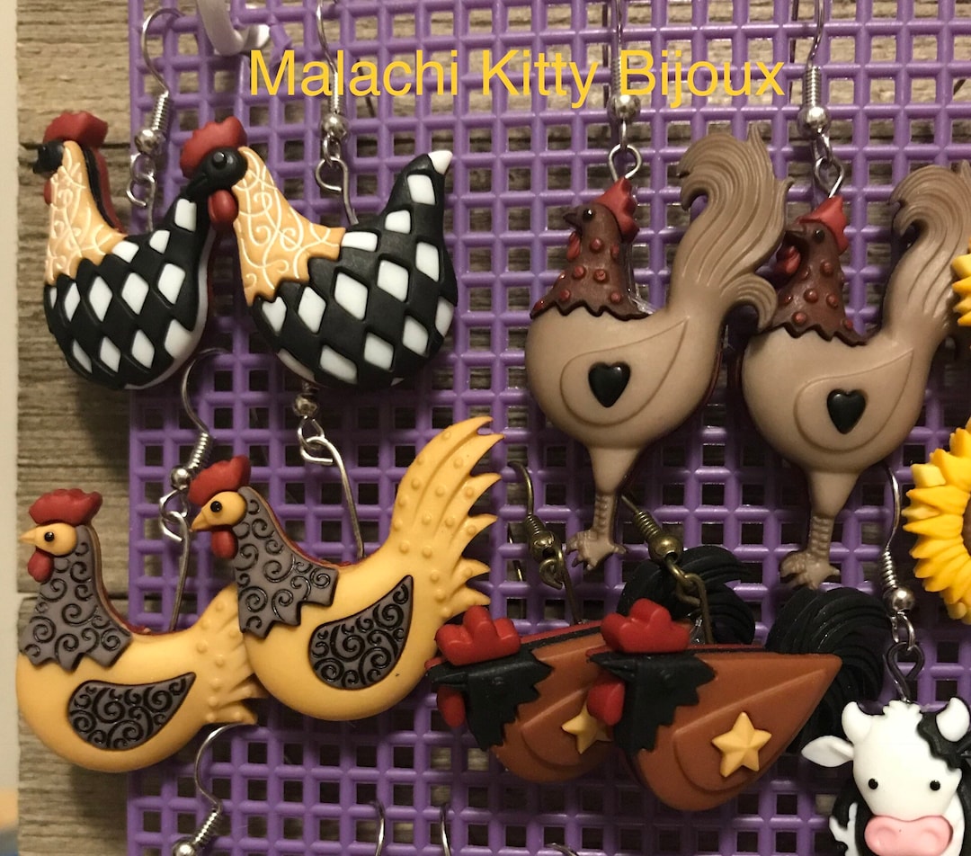Chicken Earrings hen Earrings , Rooster Earrings , Bird Earrings ...