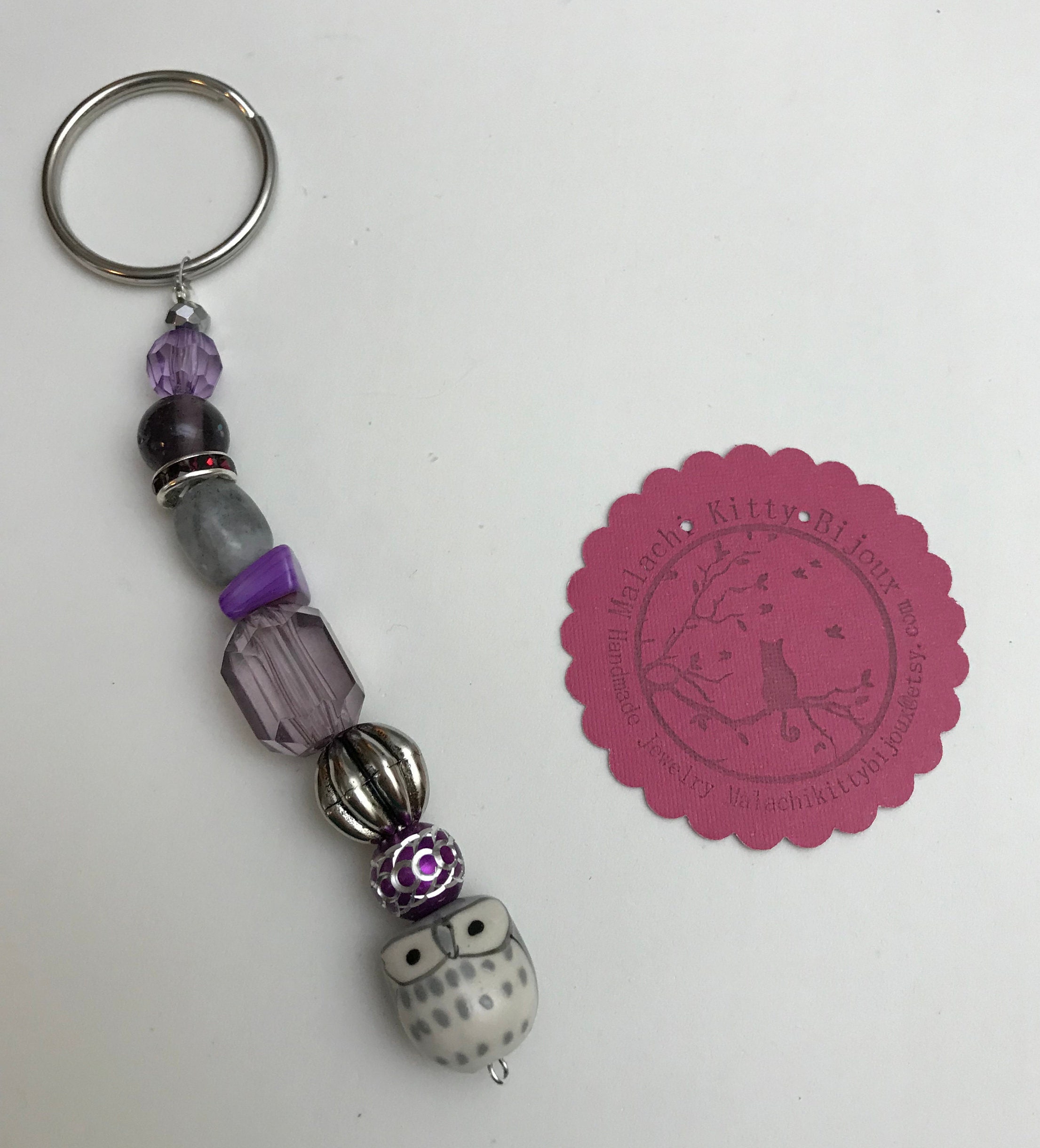 Keychains (4-4.5 Inches Bead Length)(many Colors to Choose From)(owl ...