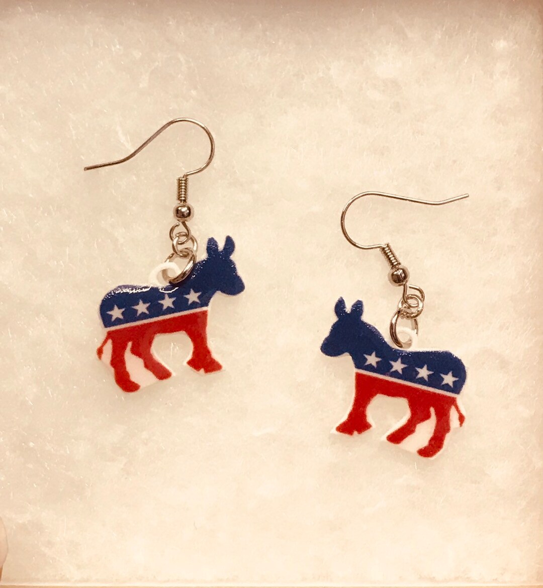 Political Earrings (republican Elephant, Democratic Donkey, Patriotic ...