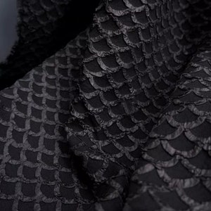 Black 3D Jacquard Fish Scale Polyester Fabric: Fashion Design - Etsy